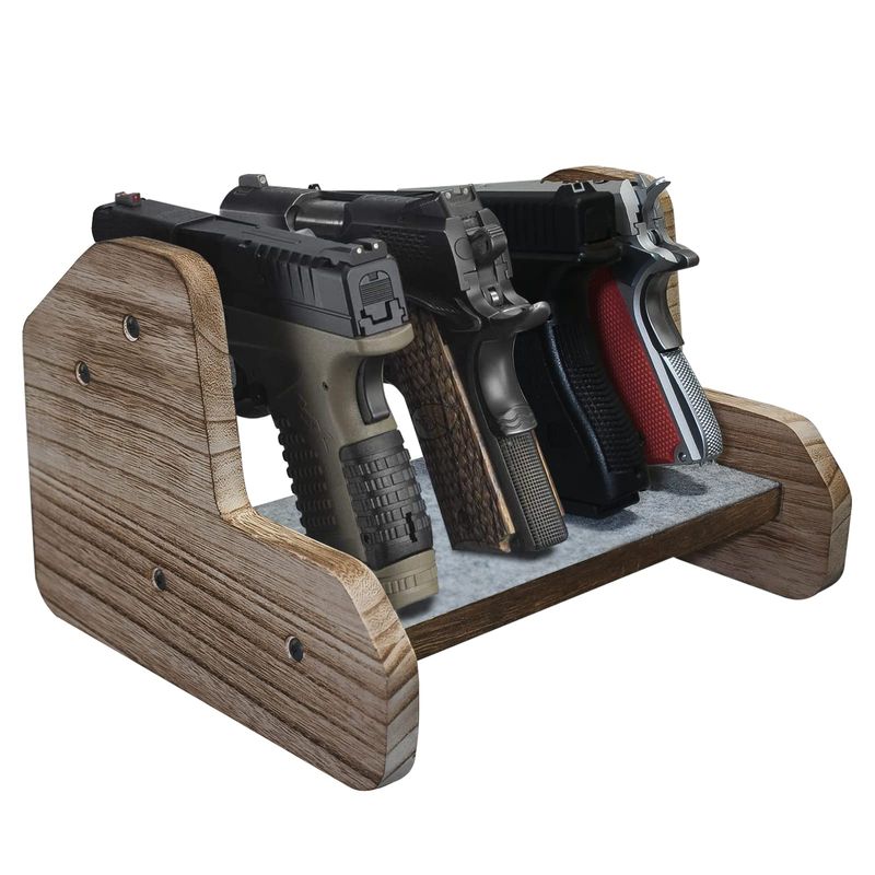 DINGDOON Wooden Pistol Rack for Gun Safe, 4 Slot Handgun Rack for ...
