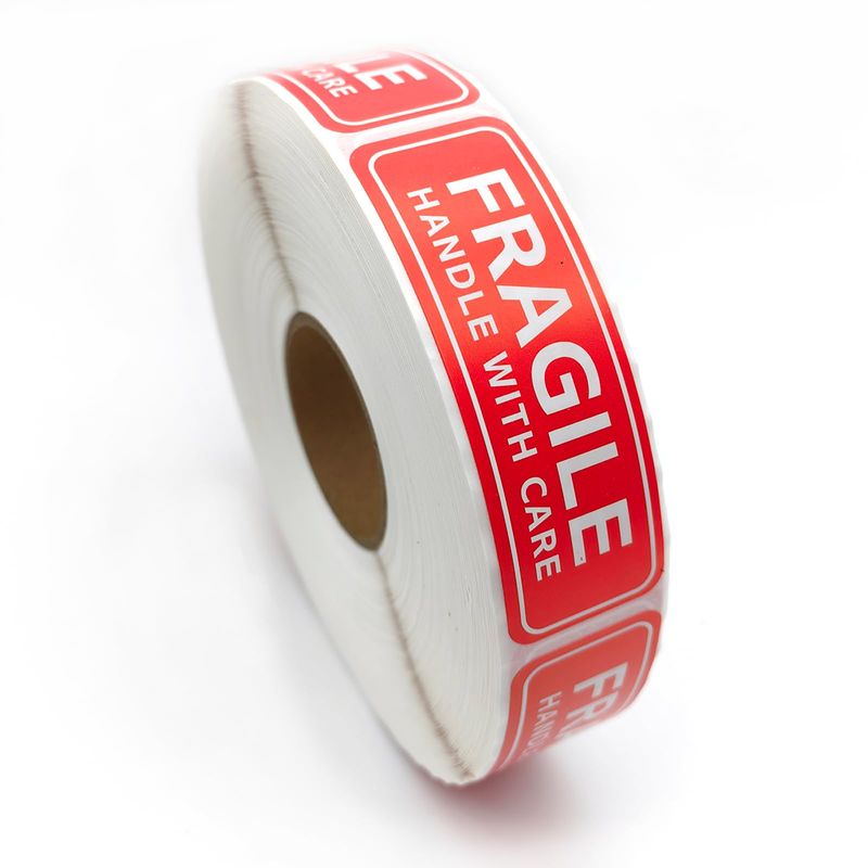 1000 Labels Fragile Sticker for Packing Boxes 1"x 3" Red Warning Label ...