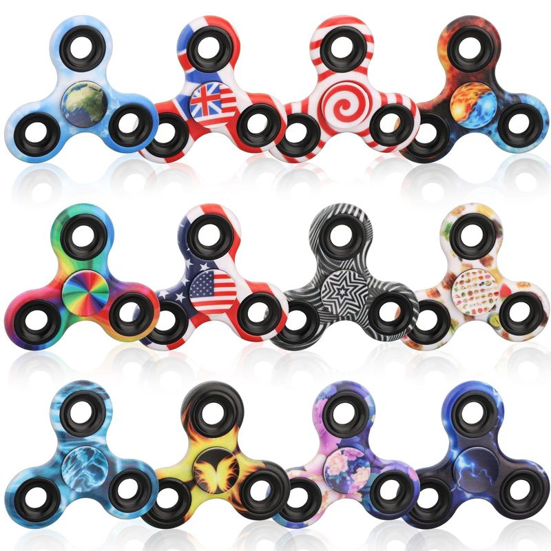 12PCS Fidget Spinner Toy Pack for Kids Adults, Metal Tri-Spinner Fidget ...