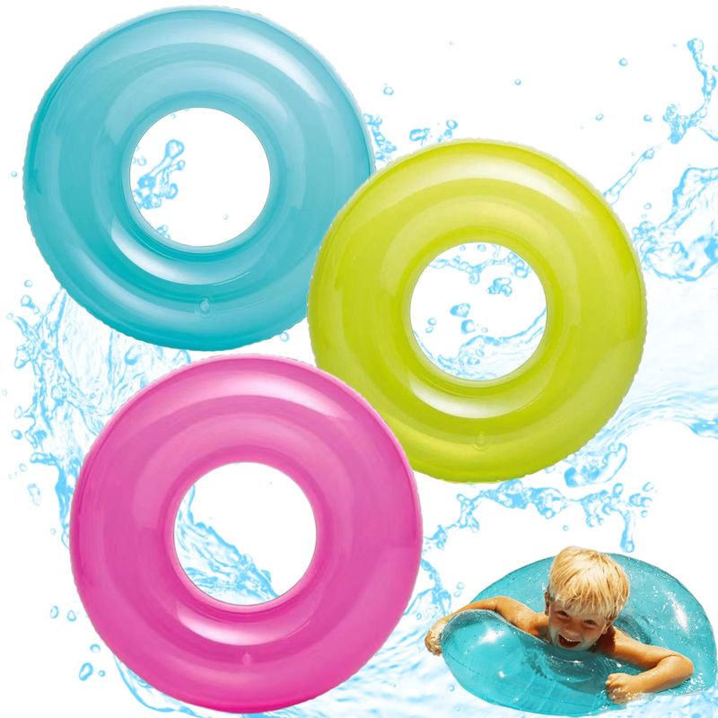 POPOYU 3Pcs Translucent Inflatable Pool Floats Ring for Kids,Giant Blow ...