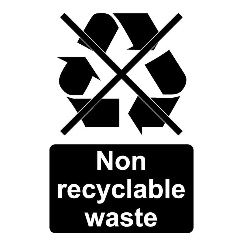Non Recyclable Waste Safety Sign - Self Adhesive Sticker (300mm x 200mm ...