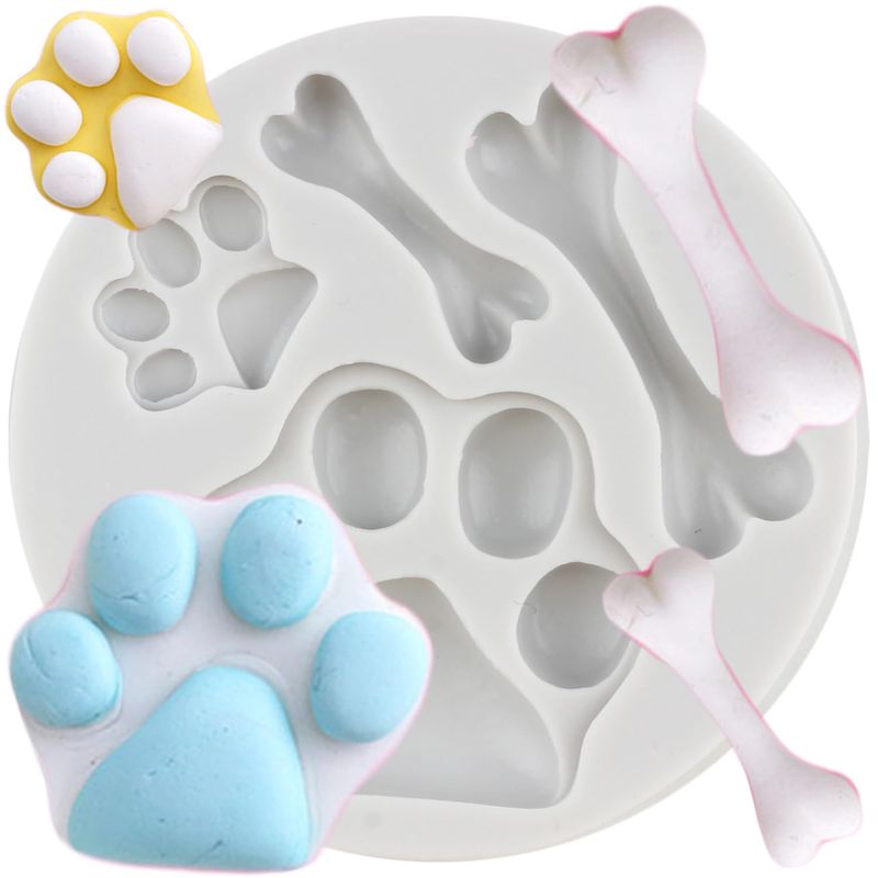 MINFEIDMS Cat Paw Dog Paw Bone Silicone Fondant Moulds for Cake ...