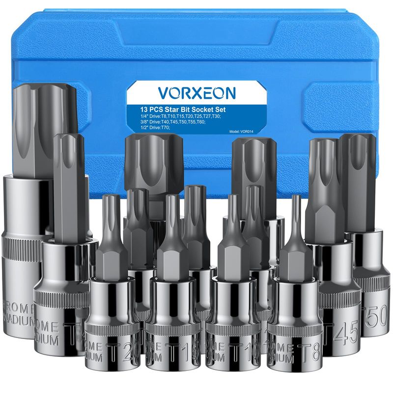 VORXEON 13Pcs Torx Bit Set Star Bit Socket Set T8-T70, 50BV30 CR-V ...