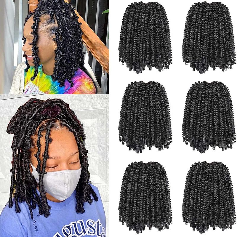Xtrend 8 Inch 6 Packs / Lot Black Spring Twist Hair Afro Crochet Braids ...