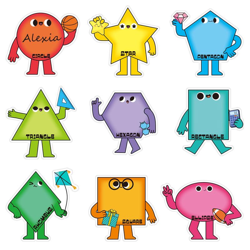 Henoyso 108 Pcs Shape Desk Name Tags for Classroom Wall Decor Back to ...