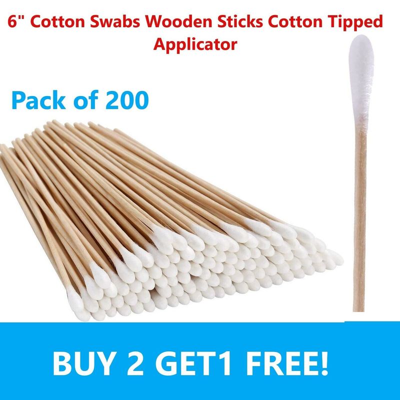 BUY 2 GET 1 FREE! 200 Ps Cotton Swab Applicator Q-tip Swabs 6" Long ...