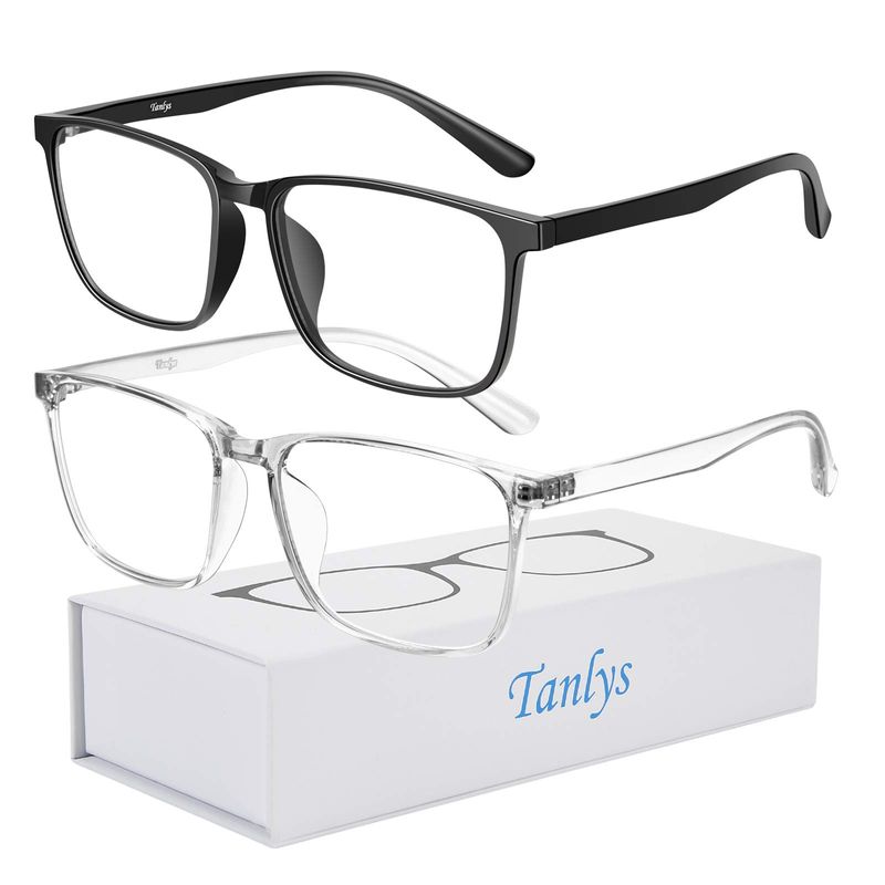 Tanlys 2 Pack Blue Light Blocking Glasses for Computer Eye Strain [Dry ...