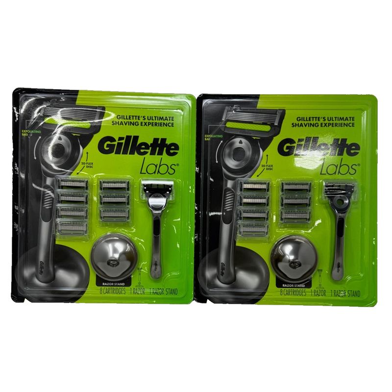 2 packs Gillette Labs 1 Razor Handle with Stand + 8 Cartridges - Online ...