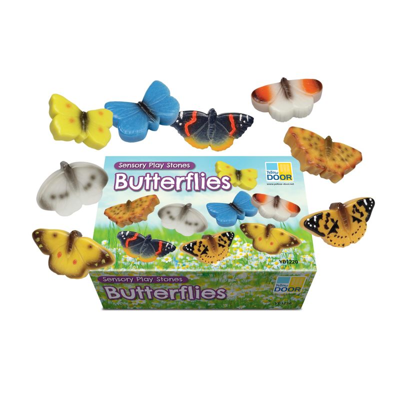 Yellow Door Sensory Play Stones Butterflies |Set of Eight Realistic Toy ...
