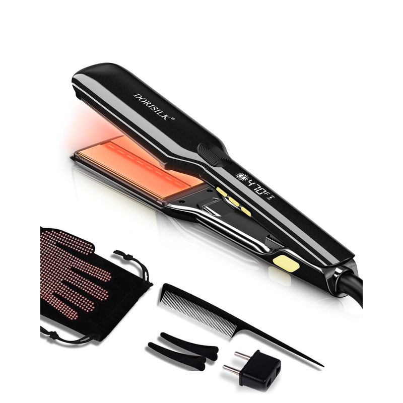 DORISILK 500 Degree Vibrating Ceramic Hair Straightener, 2 in 1 Hair ...
