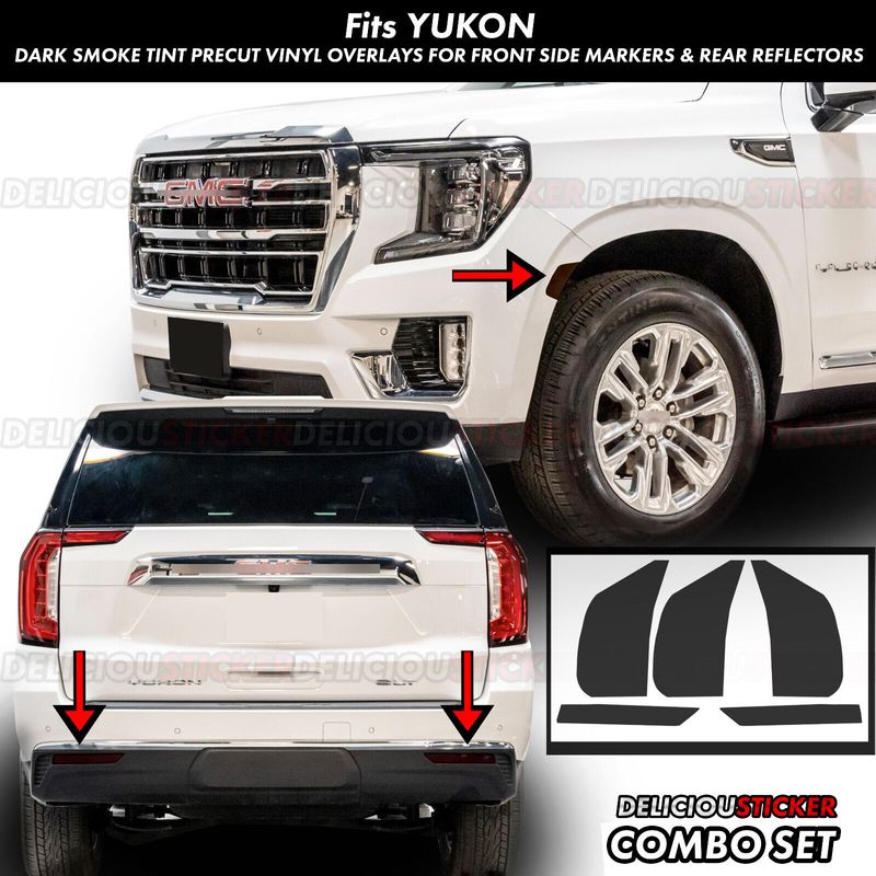 For GMC Yukon 2021-2024 Front Side Markers Rear Smoke Tint Overlay ...
