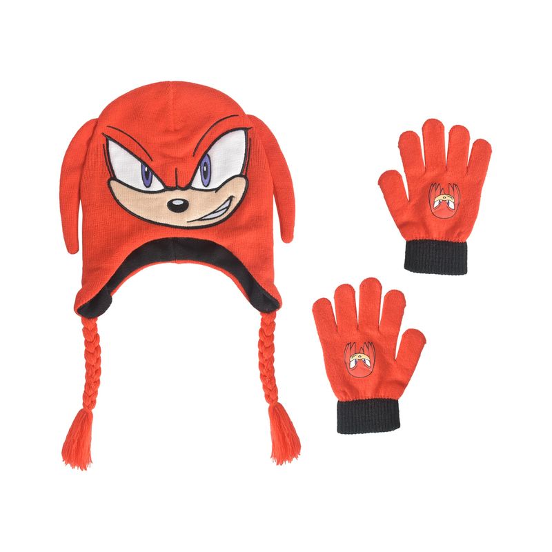 Sonic The Hedgehog Kids Beanie Hat and Gloves Set, Knuckles Peruvian ...