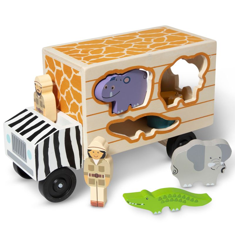 Melissa & Doug Animal Rescue Shape-Sorting Truck - Wooden Toy With 7 ...