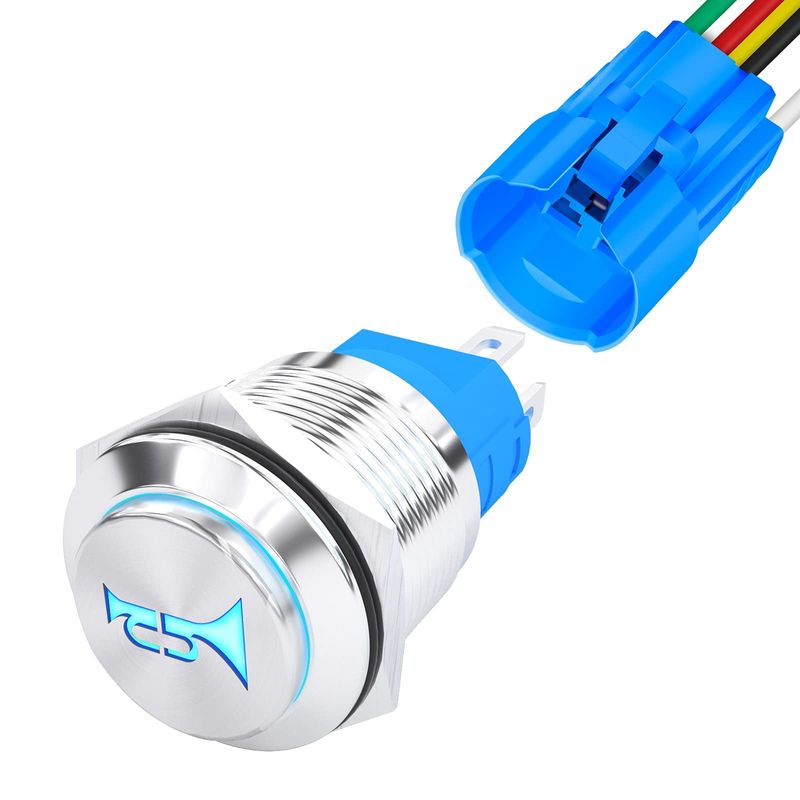 DaierTek Horn Button Switch 12 Volt Momentary Push Button Switch 12V ...