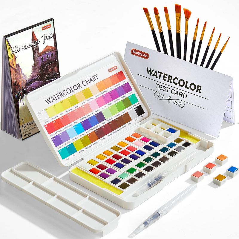 Shuttle Art Watercolour Paint Set, 48 colours Watercolour Paint in Half ...