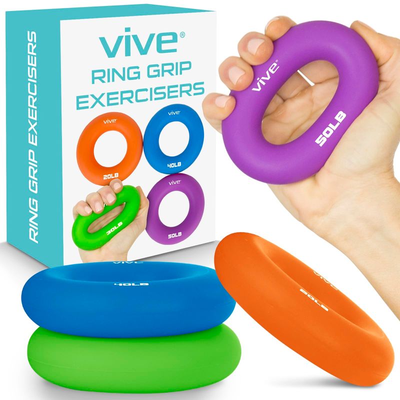 Vive Hand Strengthener Grip Ring (4 Pack) - Forearm Ring Hand ...
