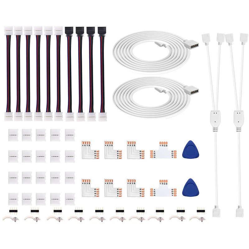 iCreating LED Strip Connectors 4 Pin, RGB LED Light Connectors Kit Includes 5050 LED Connectors ...