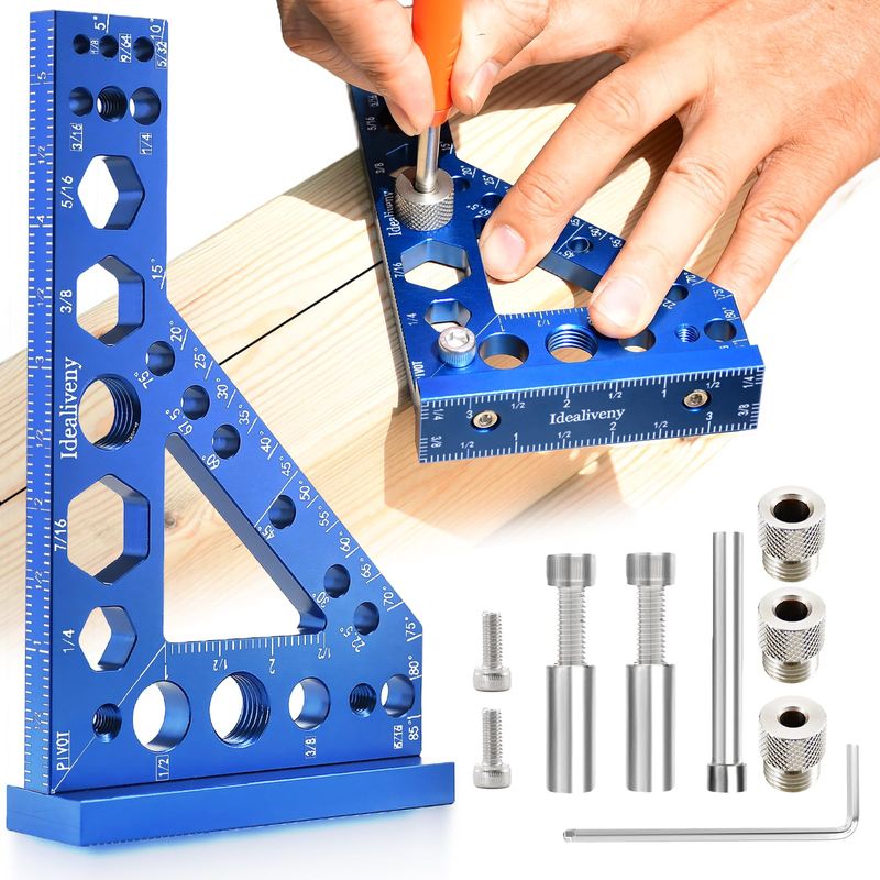 Aluminum Small 8-in-1 Carpenter Square and Center Finder, Wrench ...