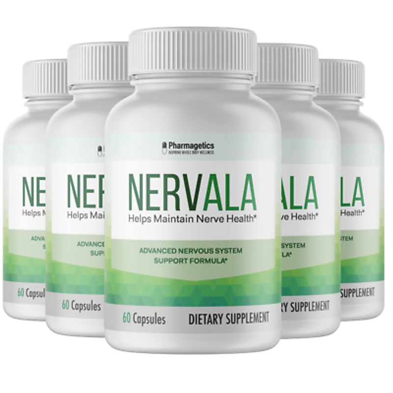 Nervala Nerve Pain Relief Neuropathy by Pharmagetics - 5 Bottles, 300 ...