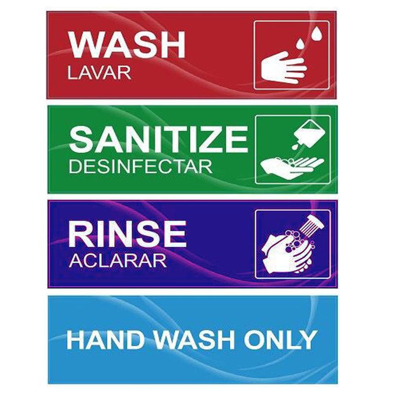 4 Pack Wash Rinse Sanitize Sink Labels, Waterproof Sticker Signs ...
