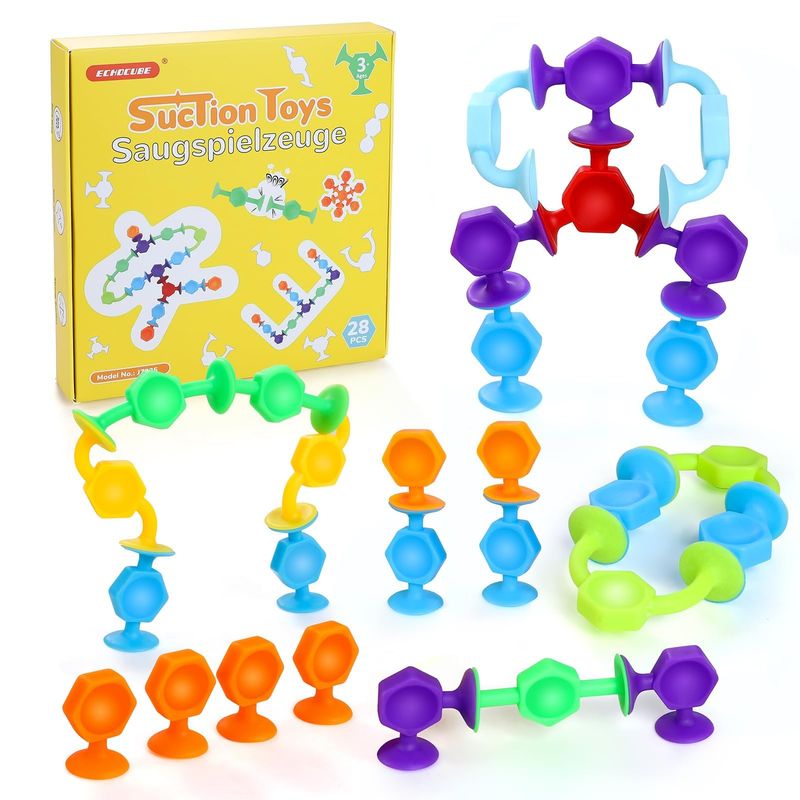 ECHOCUBE Suction Cup Bath Toys for Kids 3+ Years Old, 28 Pcs Sensory ...