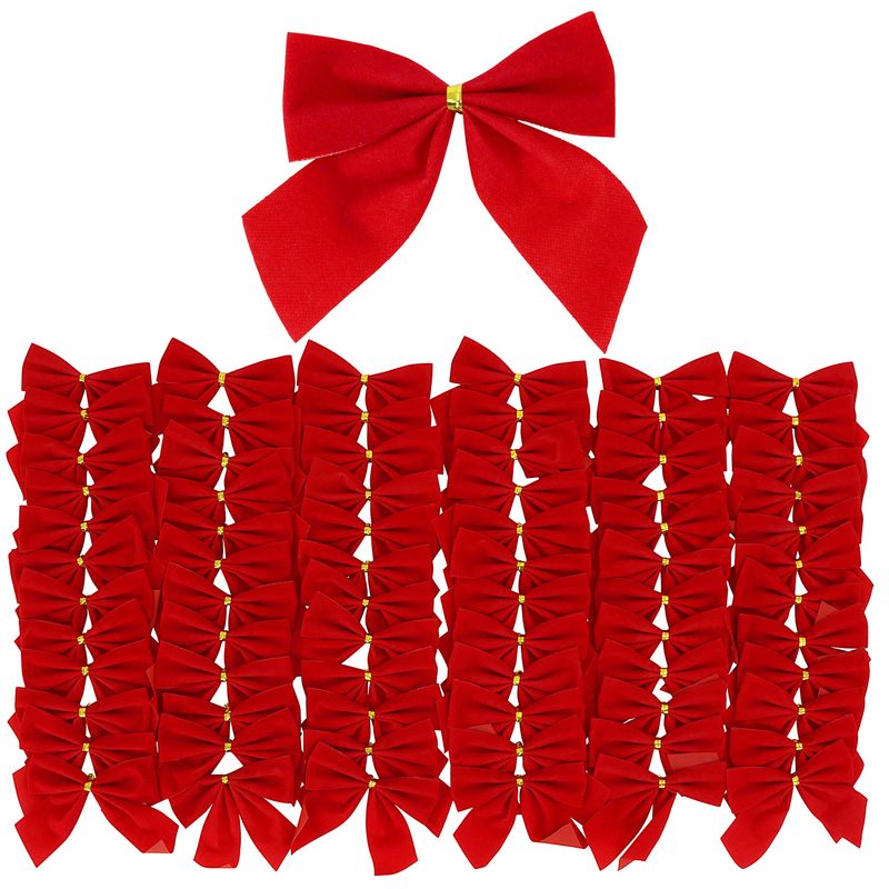 Iconikal Mini Small Velvet Bows, Red, 3.5 x 3.5-Inch, 72-Pack - Online ...