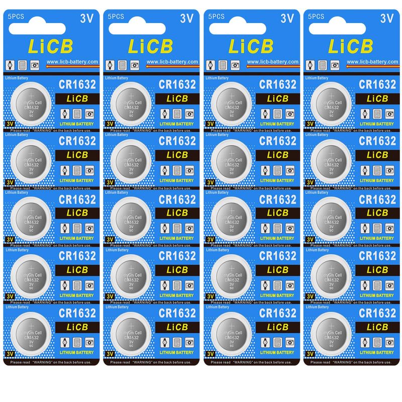 LiCB 20 Pack CR 1632 Batteries, Long-Lasting & High Capacity CR1632 ...