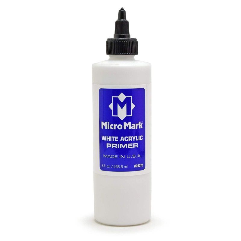 Micro-Mark White Acrylic Primer, 8oz - Made in USA Acrylic Surface ...