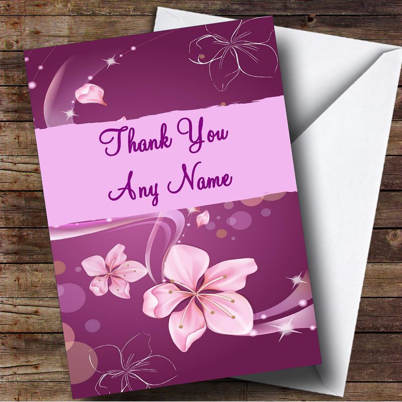 Purple Flowers Customised Thank You Greetings Card- Thank You Cards | Thank You Card | Thank You ...