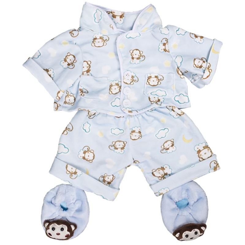 Blue Monkey Pajamas w/Slippers Teddy Bear Clothes Fits Most 8"-10 ...