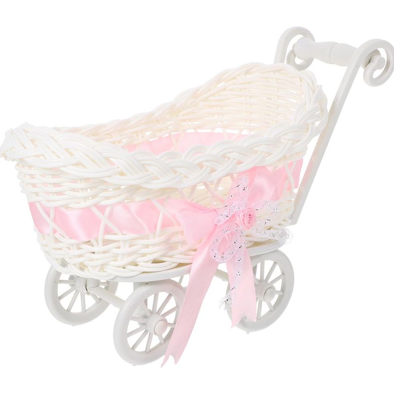 STOBOK Wicker Stroller Decoration Rattan Baby Carriage Baby Doll ...