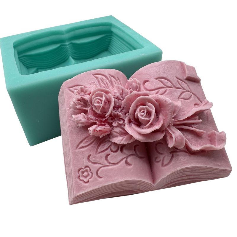 3D Book Flower Carved Silicone Soap Mold,Candle Wax Molds,Chocolate ...
