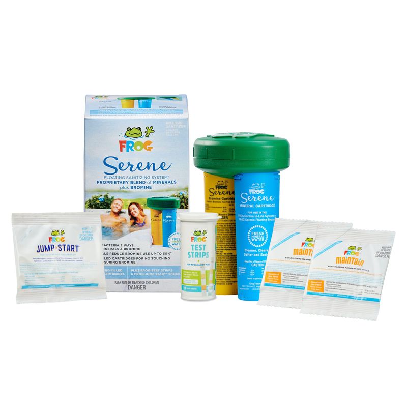 FROG Serene Floating Complete Sanitizing System + 2 FROG Maintain Non-Chlorine Shock Treatments ...