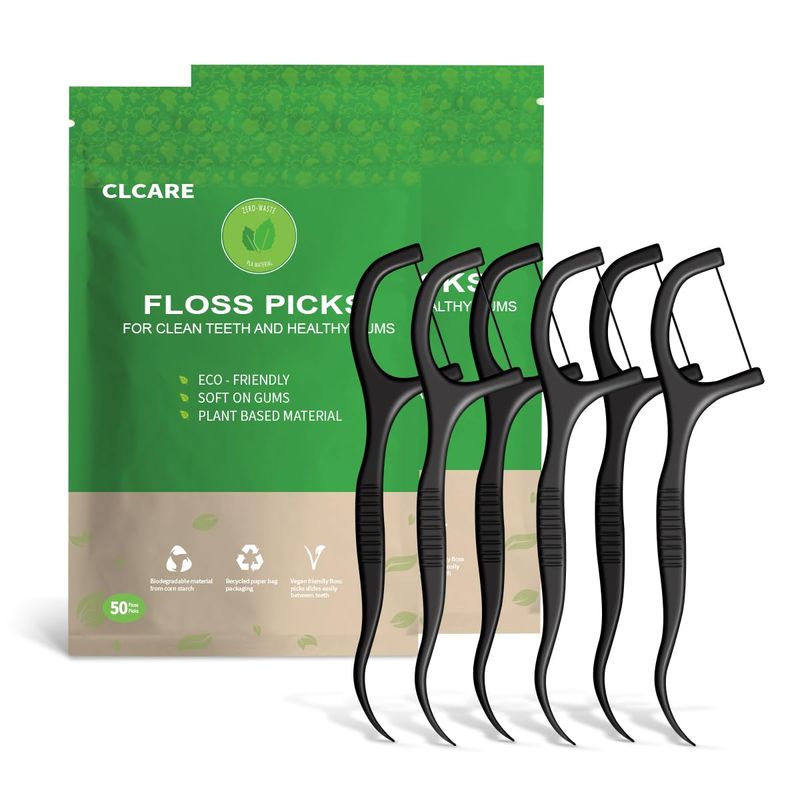 Biodegradable Dental Floss Picks 100PCS - Natural Plastic Free Handle ...
