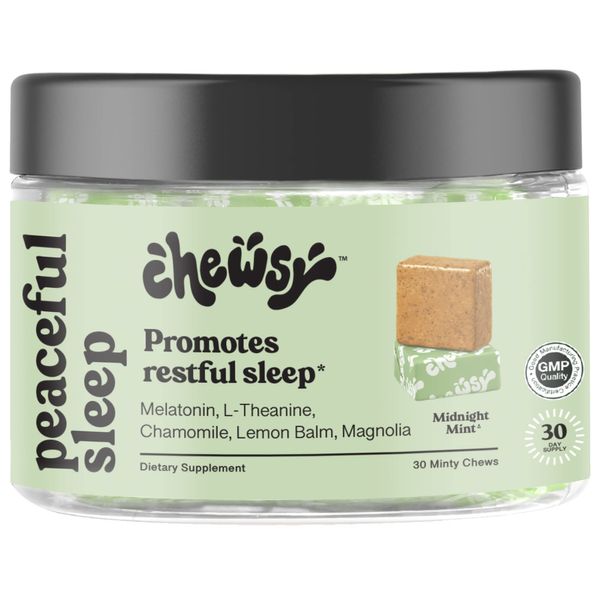 Chewsy Peaceful Sleep Chews, Sleep Support, 3 mg Melatonin, 200 MGS L ...