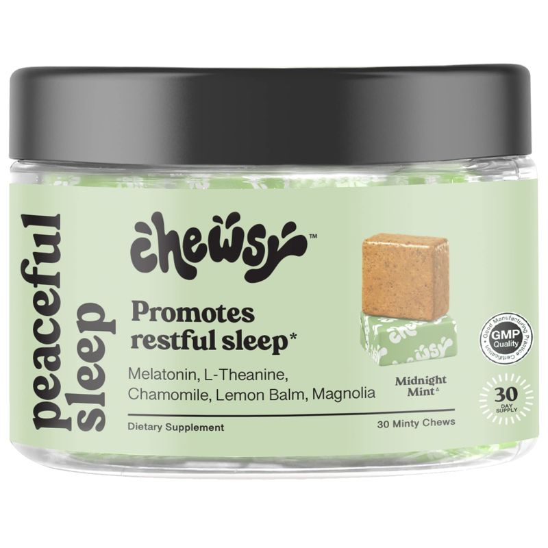 Chewsy Peaceful Sleep Chews, Sleep Support, 3 mg Melatonin, 200 MGS L ...