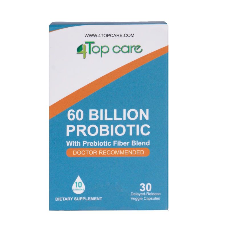 4 TOP CARE 60 Billion Probiotic for Women and Men, 30 Count, Digestive ...