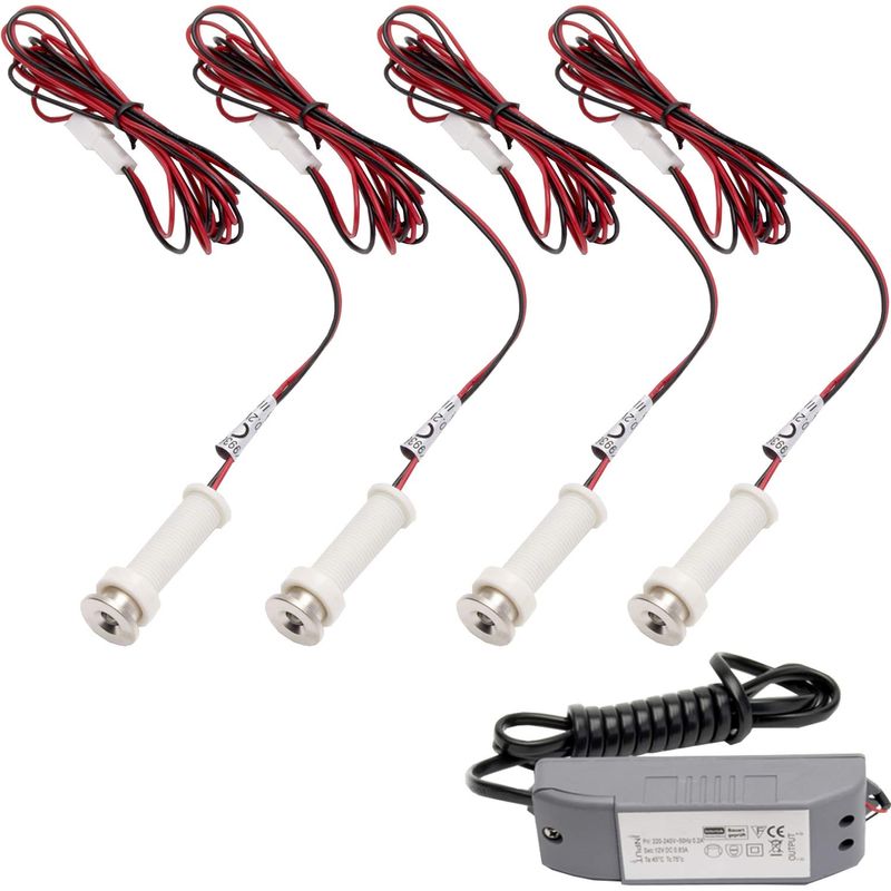 4X Round LED Mini Plinth Light Kit | Stainless Steel & Warm White ...