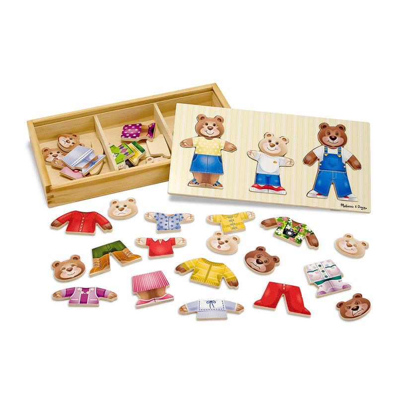 Melissa & Doug Mix 'n Match Wooden Bear Family Dress-Up Puzzle With ...