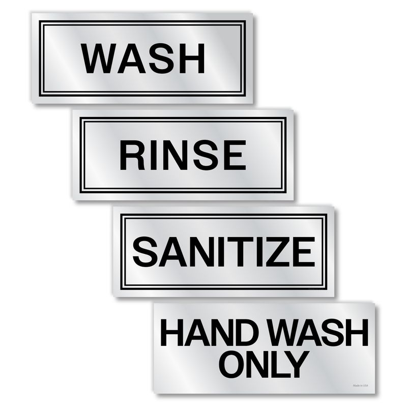 Metallic Wash Rinse Sanitize Sink Labels for 3 Compartment Sinks, Made ...