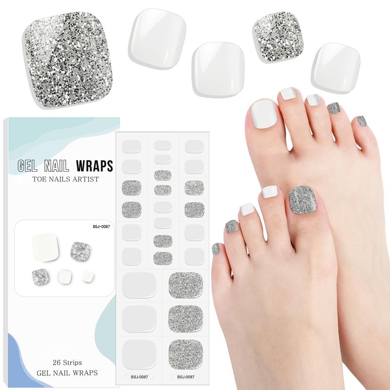 EBANKU Gel Toe Nail Stickers Cured Gel Nail Strips for Toes Gel Toenail ...