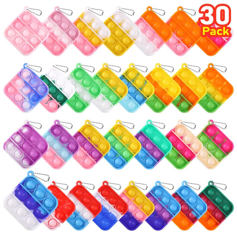 Kids Party Favors Fidget Toys Bulk 30 Pack Mini Pop Fidget Keychain Its ...