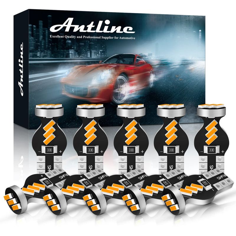 Antline 194 T10 168 2825 W5W LED Bulb Amber Yellow, Super Bright Canbus ...