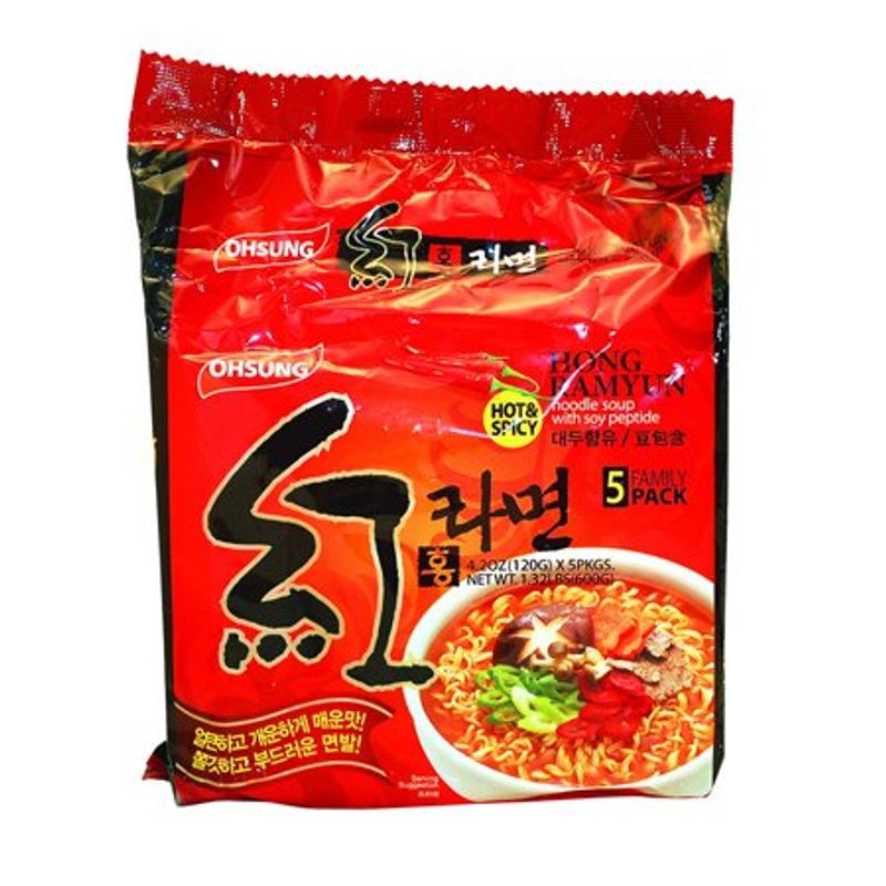 Ohsung Hong Ramen Mild Flavor 5 pack 오성 홍라면 5팩 순한맛 - Online Marketplace ...