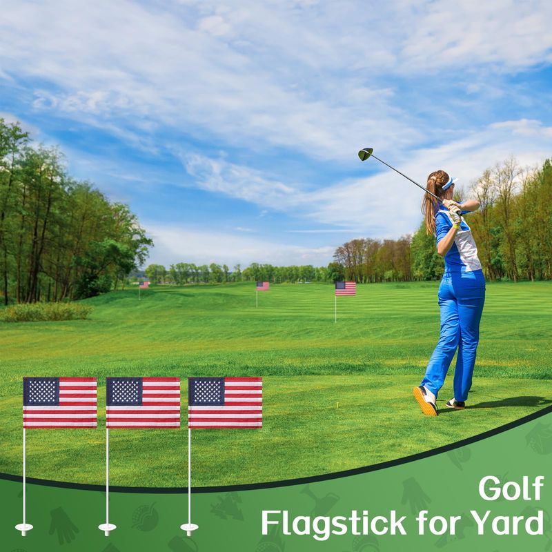 Golf Flag 6 FT, Golf Flagstick with Double-Side American Flag for Putting Green, USA Golf Pole ...