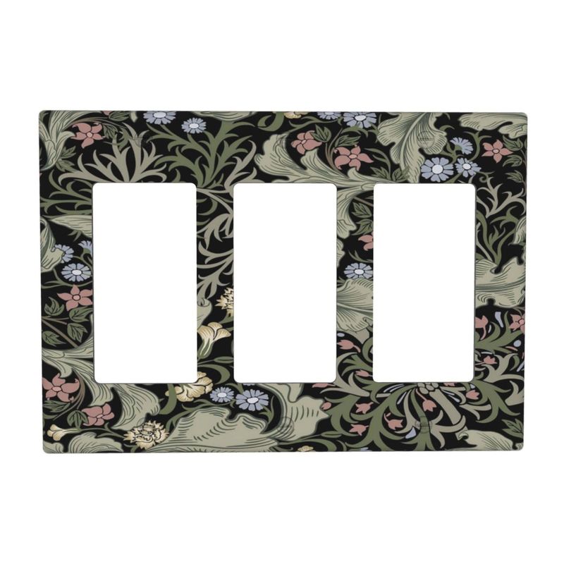 Rougui Decorative Outlet Covers Rustic Dark Green Plant Leaf Flower ...