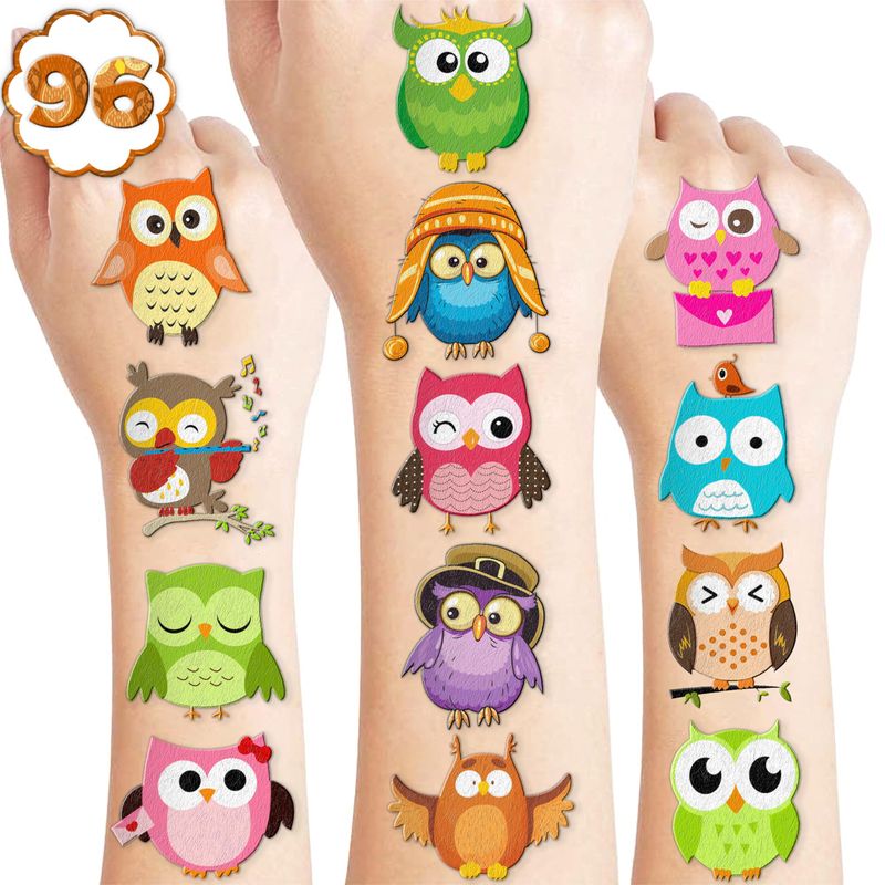 101 PCS Owl Night Birds Temporary Tattoos Themed Birthday Party Decorations Favors Supplies ...