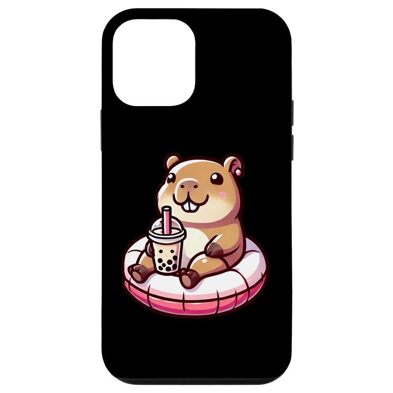 Case for iPhone 12 mini Kawaii Capybara Pool Float Bubble Boba Tea ...