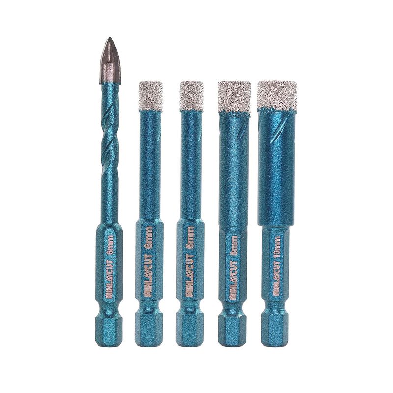Porcelain Tile Drill Bits Set - MINLAYCUT 6/6/8/10mm+6mm Diamond Hole ...
