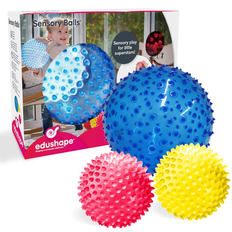 Edushape The Original Sensory Balls for Baby - Pack of 3 Vibrant Colorful Baby Balls and Unique ...
